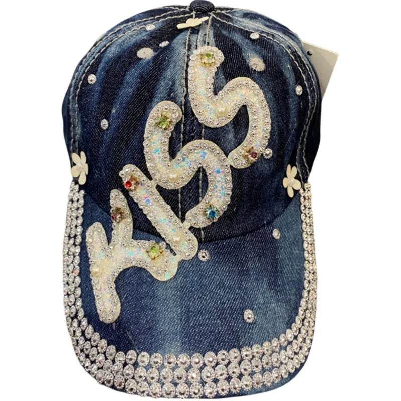 Casquette Kiss en denim KMQ Collection pour femme – C'est Elle